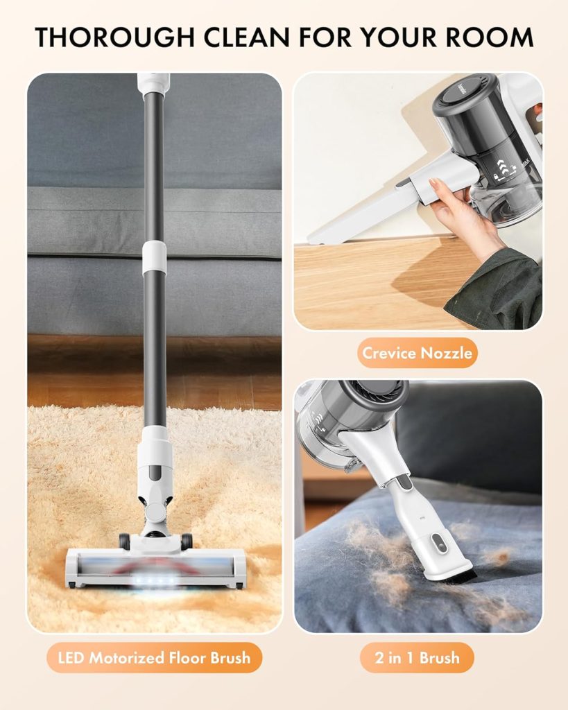 Homeika Cordless Vacuum Cleaner for Pet Hair with Detachable Battery ...